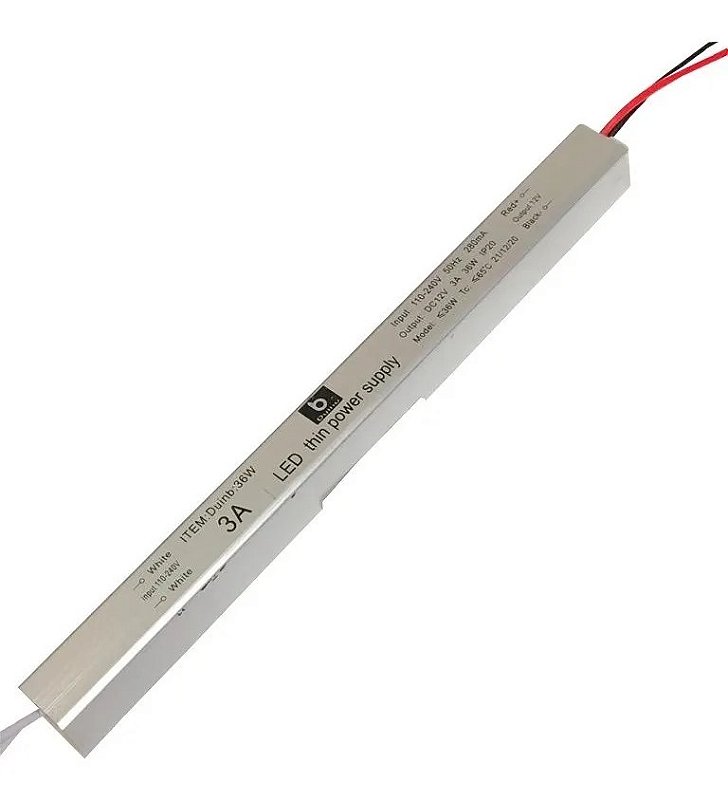 Fonte Chaveada Slim Driver Para Perfil Fita Led 12v 3a 36w - MB UTILIDADES