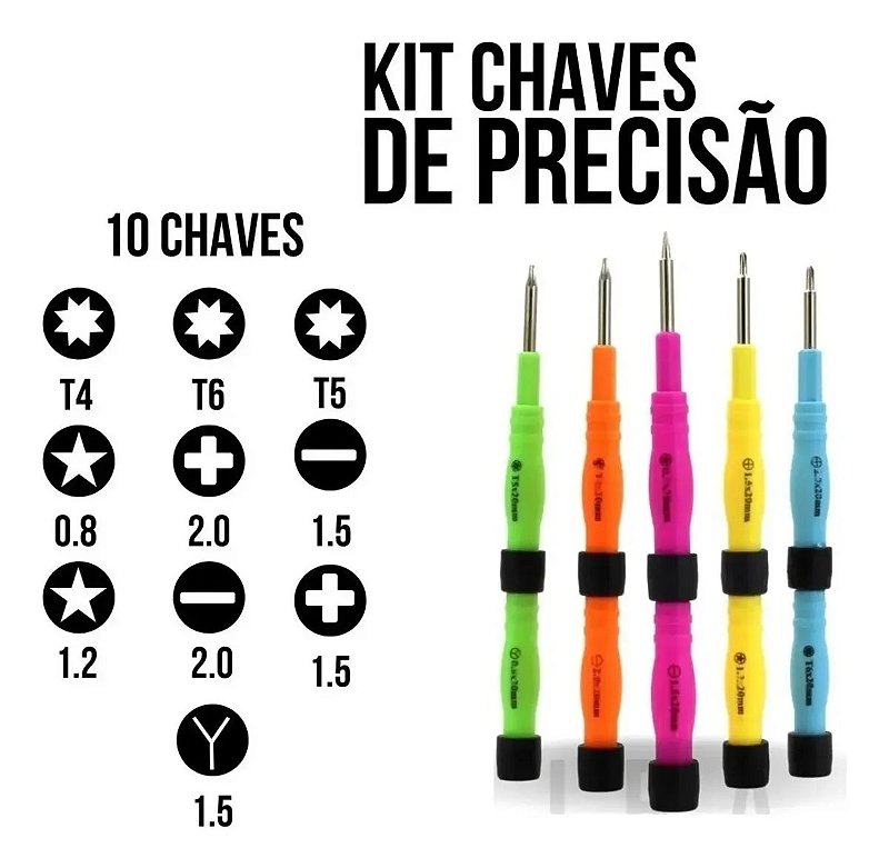 Kit Chaves 10 Peças Para Manutenção Celular Placas Chip - MB UTILIDADES