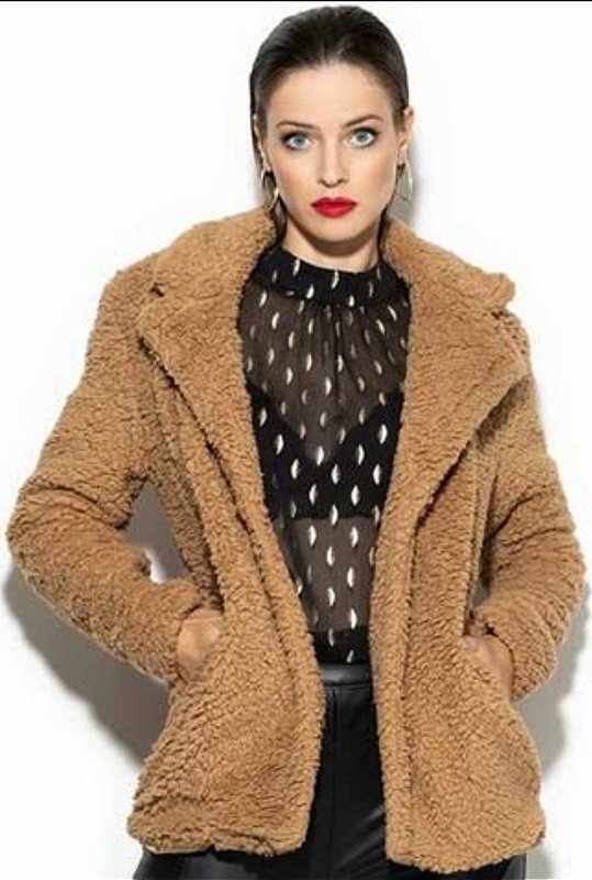 Casaco Teddy Modelo 01 Gola dupla - Sol loiro Moda Feminina