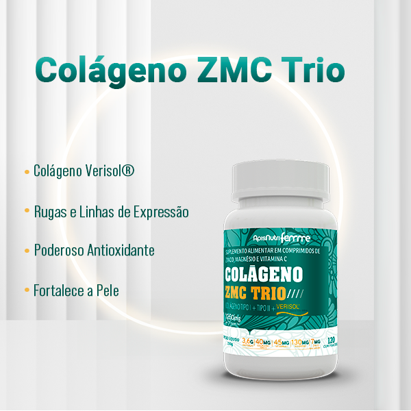 Colágeno ZMC Trio 1250mg 120 Cápsulas | Apisnutri - Empório Aruna