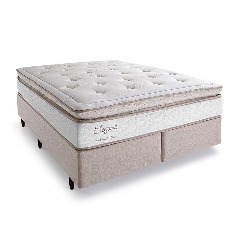 Conjunto: box + colchão Herval Elegant - molas ensacadas - queen - Casa ...