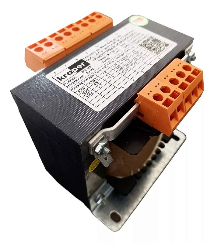 50VA TRANSFORMADOR DE COMANDO MONOFÁSICO 50VA E220- 380-440V S12-24V 60HZ 4051-00048-0004 KRAPER ...