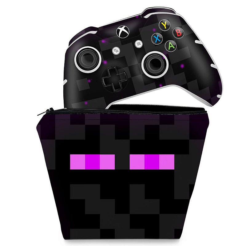 KIT Capa Case e Skin Xbox One Slim X Controle - Minecraft Enderman ...