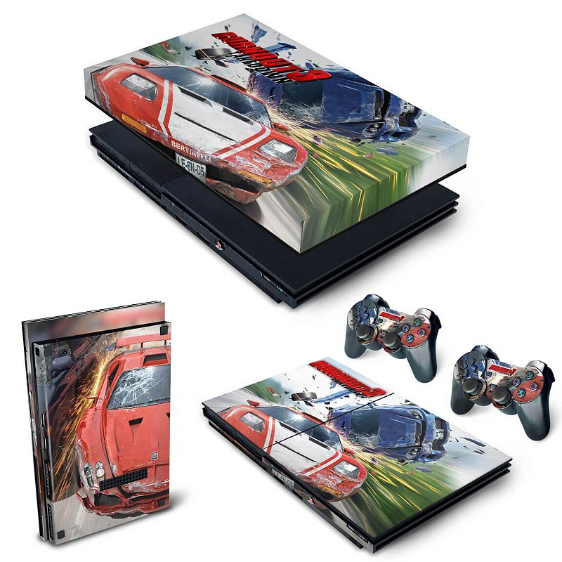 KIT PS2 Slim Skin e Capa Anti Poeira - Burnout 3 - Pop Arte Skins