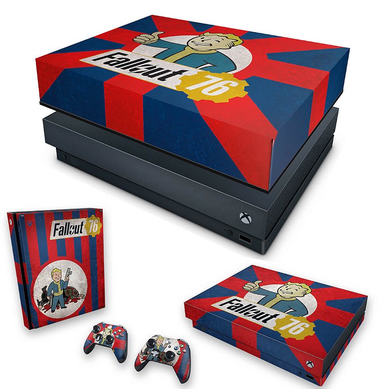 KIT Xbox One X Skin e Capa Anti Poeira - Fallout 76 - Pop Arte Skins
