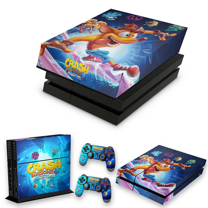 KIT PS4 Fat Skin e Capa Anti Poeira - Crash Bandicoot 4 - Pop Arte Skins