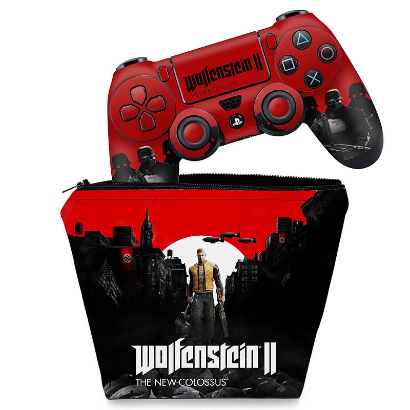 KIT Capa Case e Skin PS4 Controle - Wolfenstein 2 New Order - Pop Arte ...