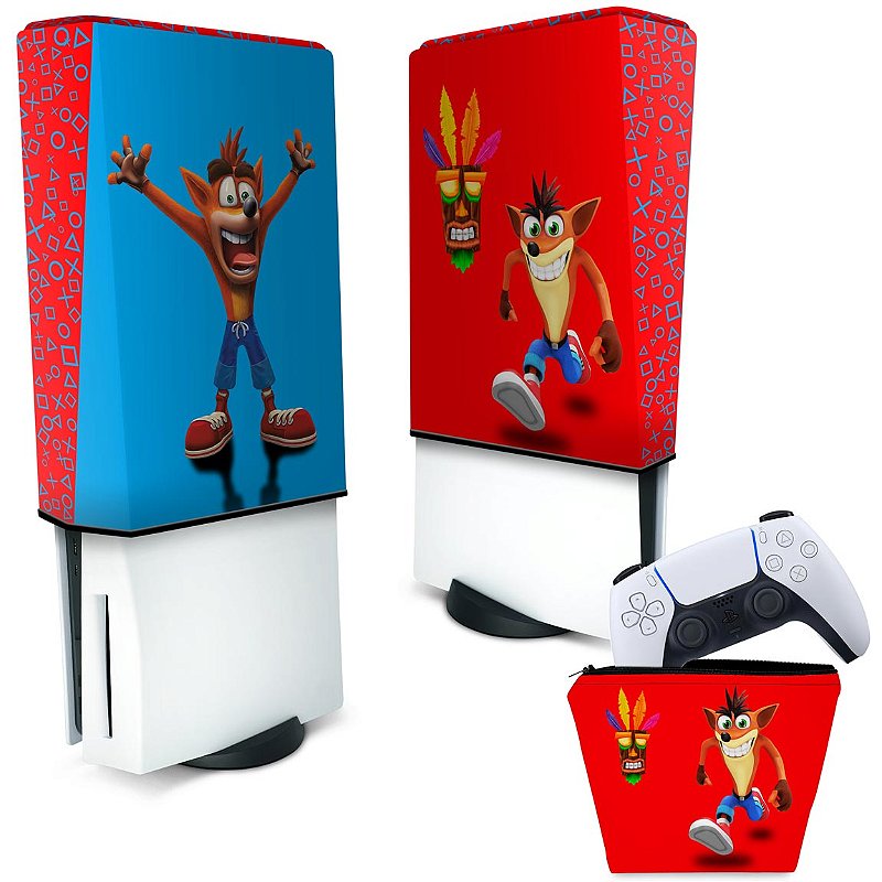 KIT Capa PS5 Fat e Case Controle - Crash Bandicoot - Pop Arte Skins
