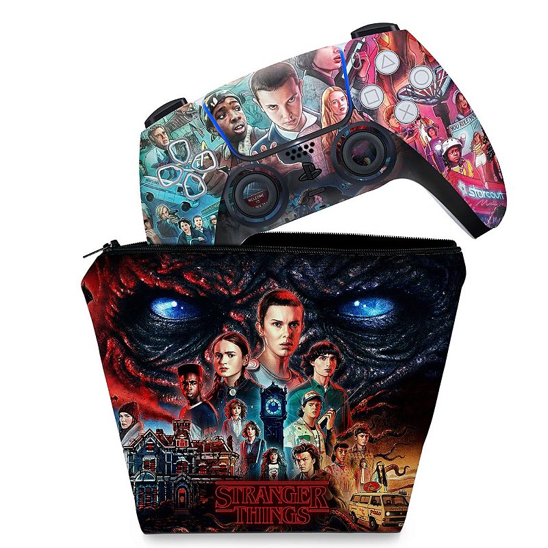 KIT Capa Case e Skin PS5 Controle - Stranger Things - Pop Arte Skins