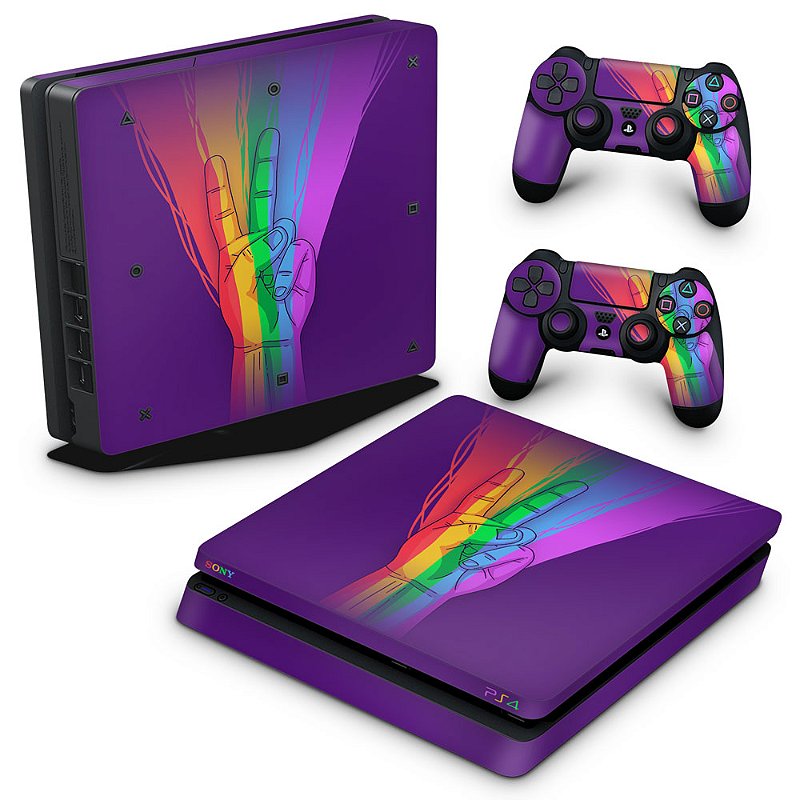 PS4 Slim Skin - Rainbow Colors Colorido - Pop Arte Skins