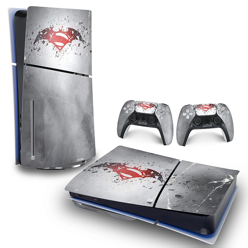 Skin PS5 Slim Horizontal - Batman Vs Superman Logo - Pop Arte Skins