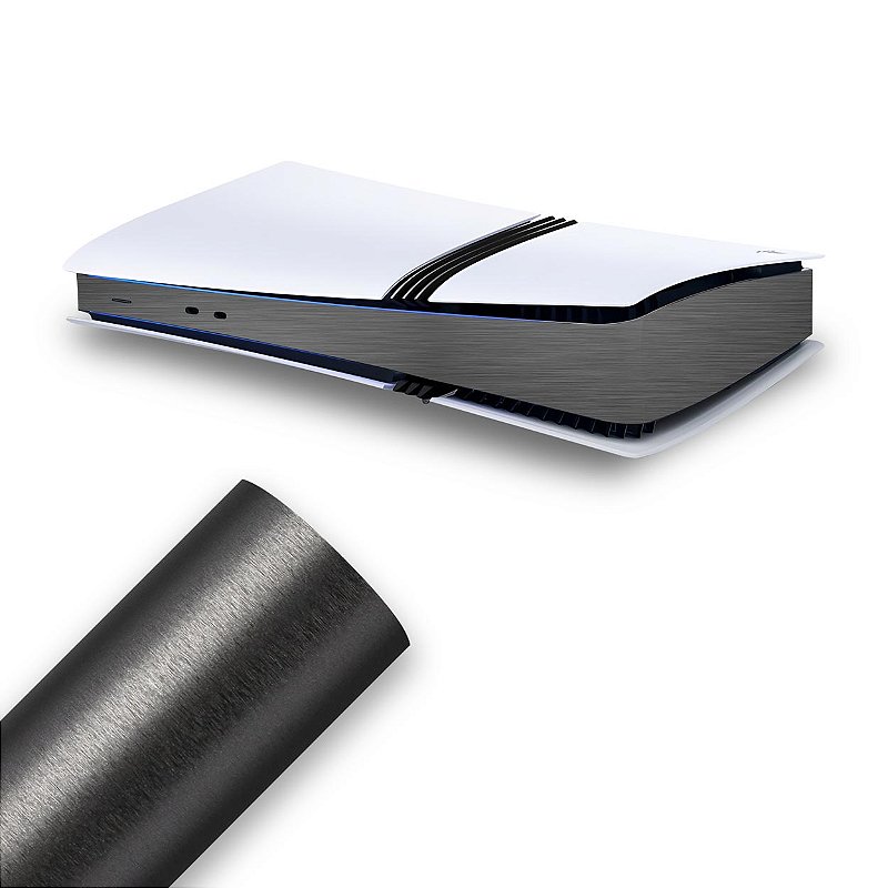 PS5 Pro Central Skin - Aço Escovado Cinza - Pop Arte Skins
