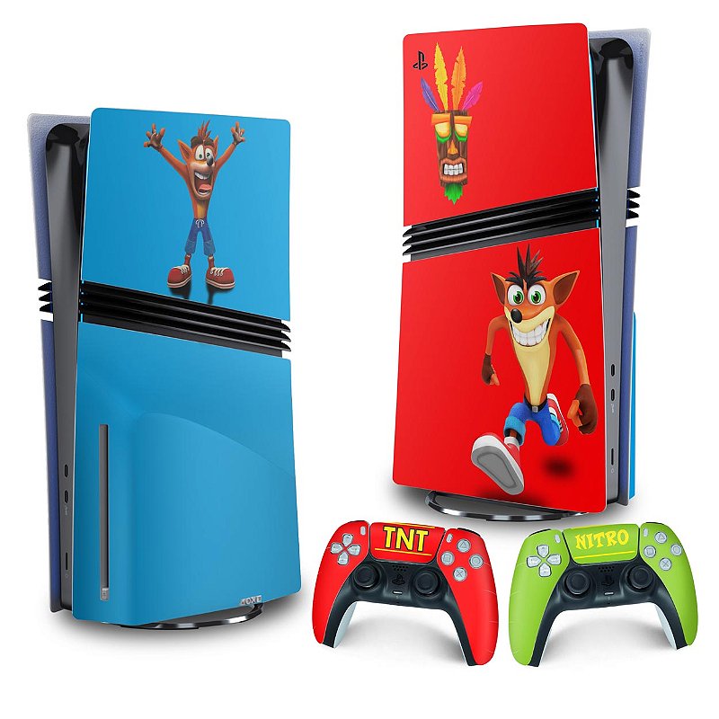 Skin PS5 Pro Vertical - Crash Bandicoot - Pop Arte Skins