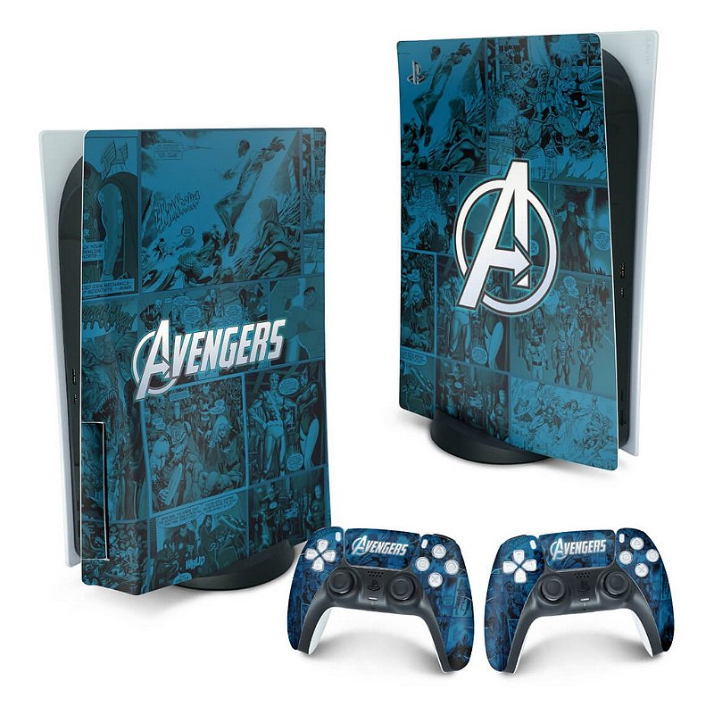 Adesivo PS5 Playstation 5 Skin Avengers Vingadores Comics