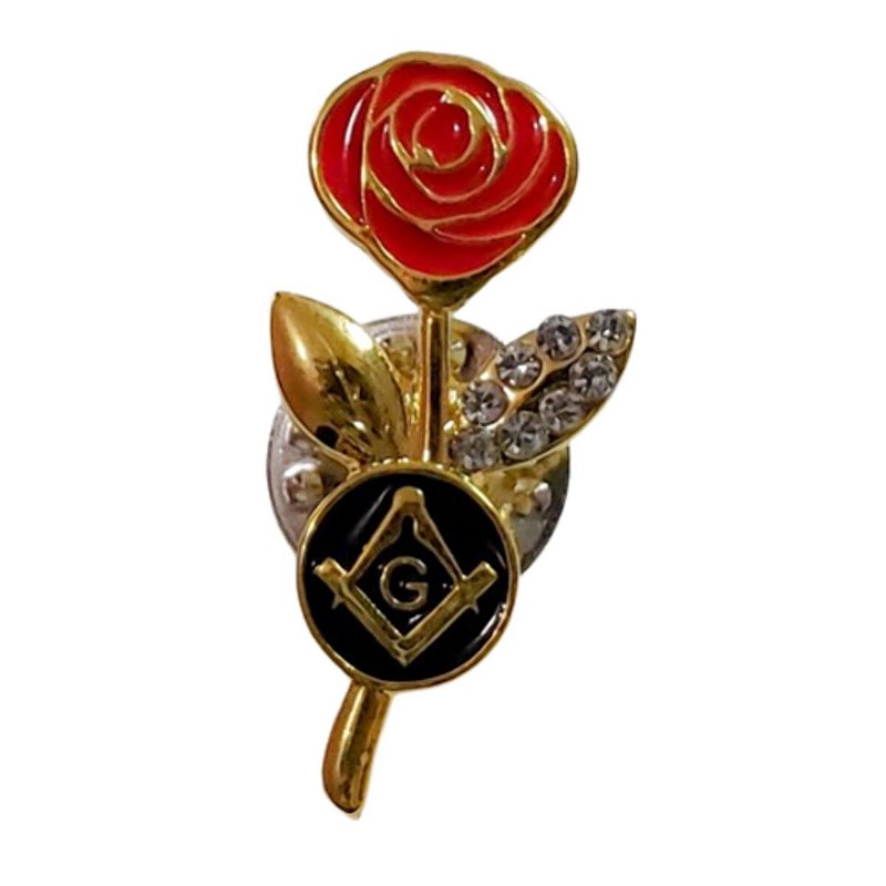 Pin Broche Rosa Vermelha Maçonaria - Loja Maçonaria Presentes