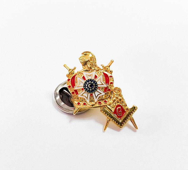 Demolay Pin Boton-Detalhe Vermelho - Loja Maçonaria Presentes