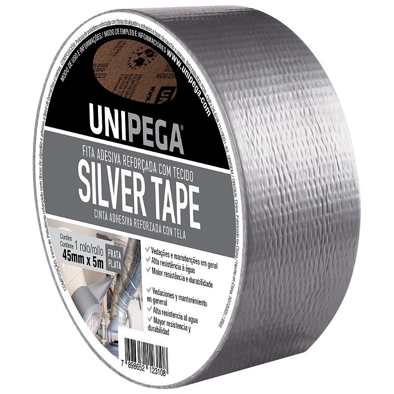 Fita Adesiva Silver Tape Prata 45mm x 5m Unipega - Unipegashop