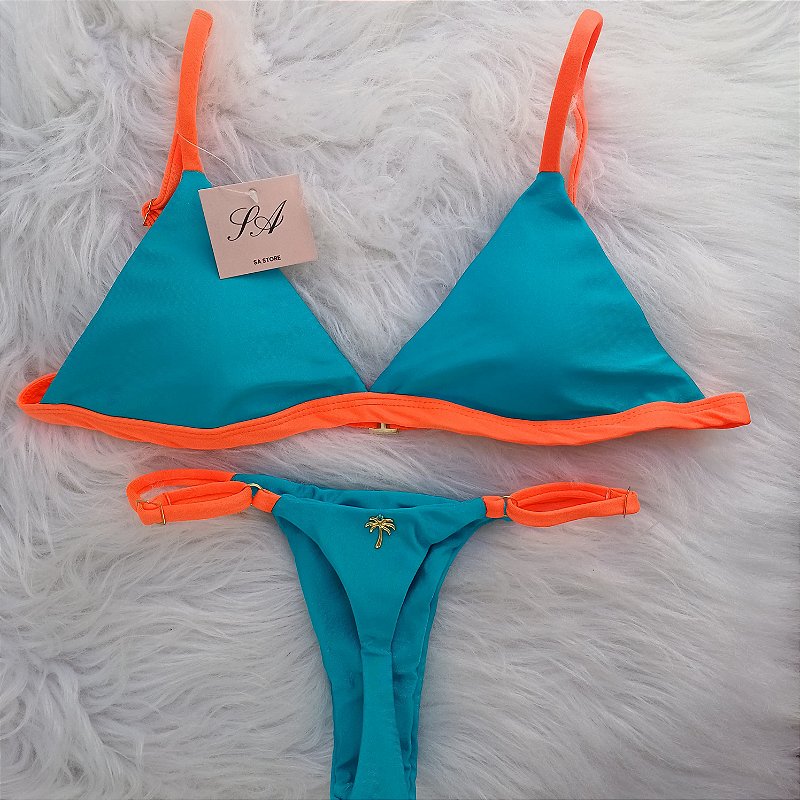 Conjunto Biquíni Bella Fio Bicolor Azul C Laranja Sabrinaamarastore