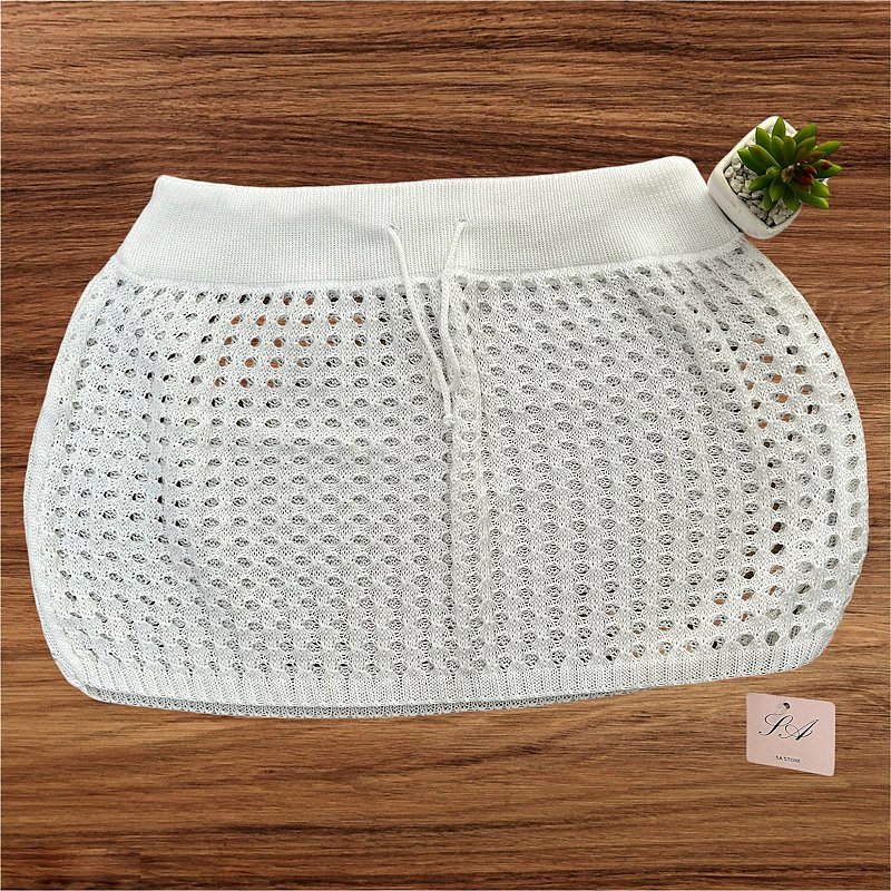 Saída Saia Brisa Tricô Branca - sabrinaamarastore