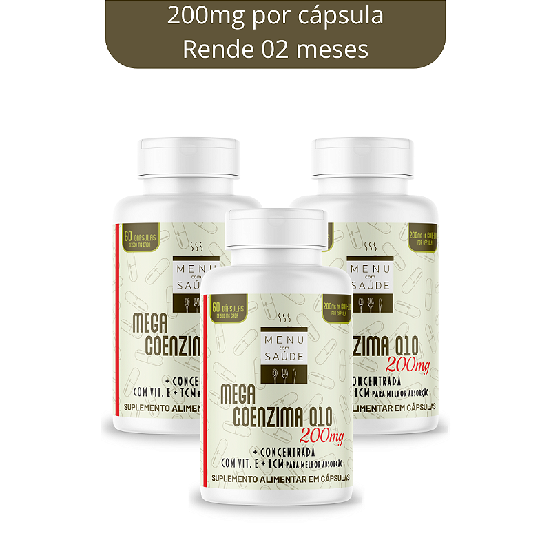 Kit 03 - MEGA COENZIMA Q10 (200mg por cápsula) - MENU COM SAÚDE - 3 ...
