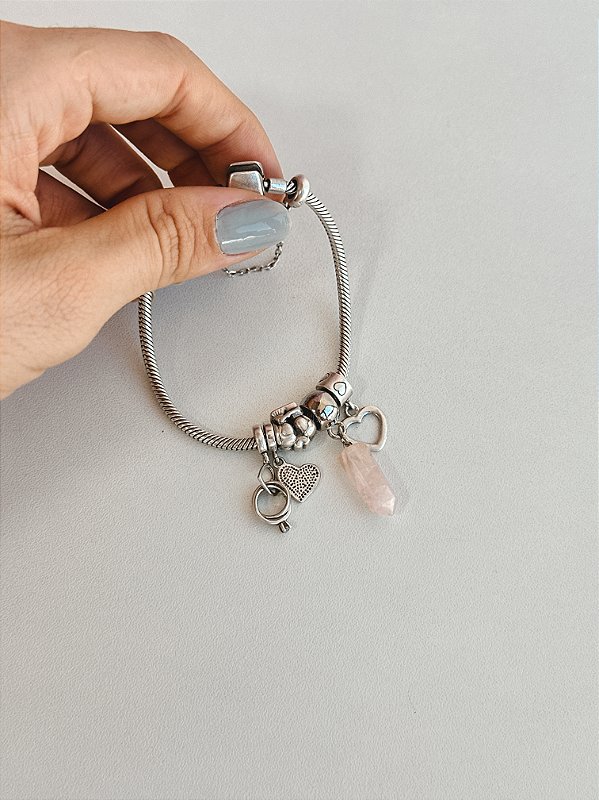 Berloque de Ponta - Quartzo Rosa - Pedra do Amor - Cura do Coração ...