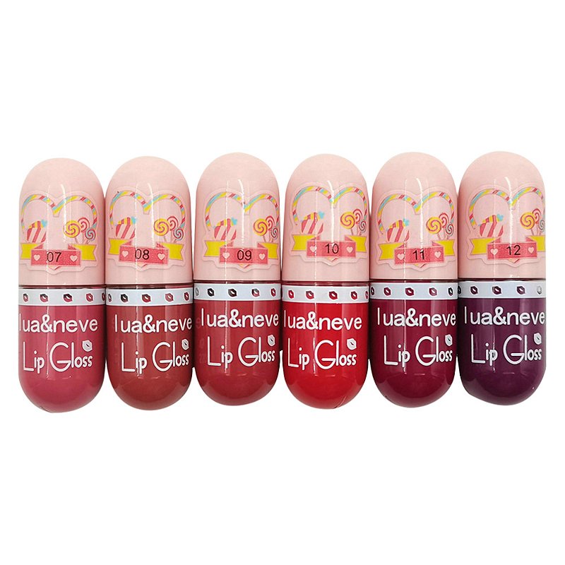 Mini Lip Gloss Lua & Neve | Kit de Maquiagem com Batom - Virtual Make ...