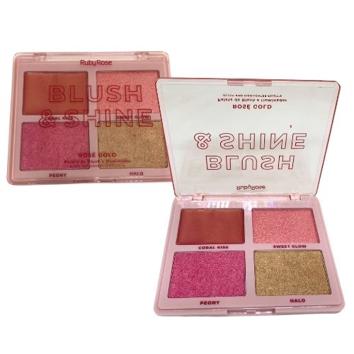 Paleta Blush & Iluminador Rosé Gold Ruby Rose - Makes no Atacado ...
