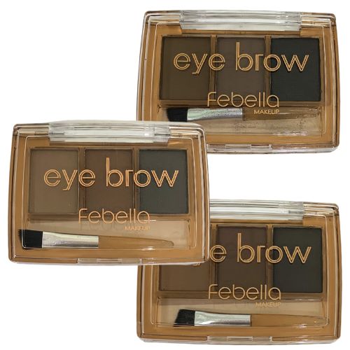 Paleta de Sombra para Sobrancelha Eye Brow Febella 03 Unid - Virtual Make | Maquiagem Atacado p ...