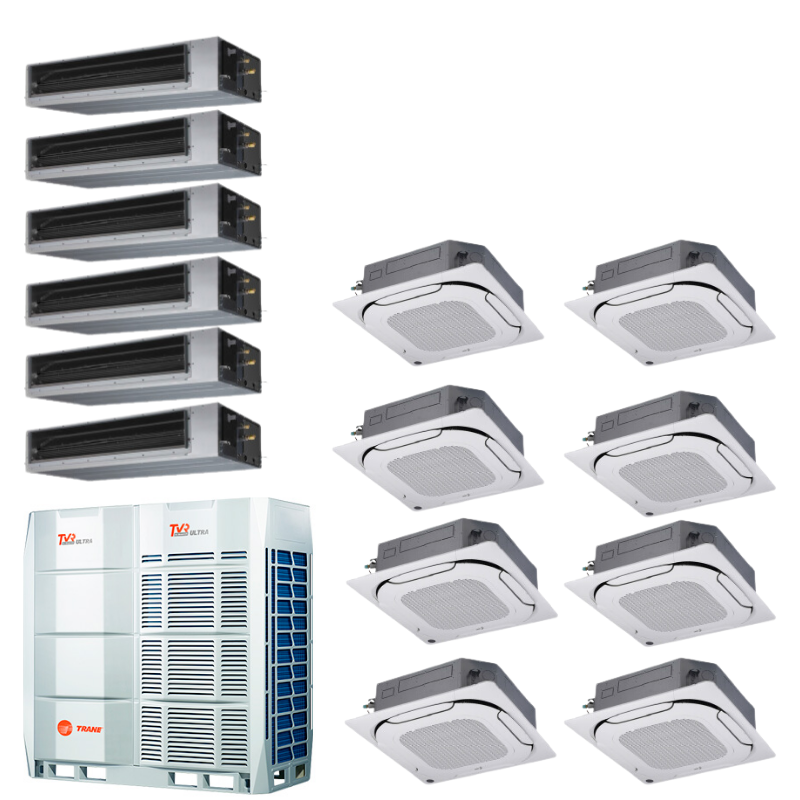 TVR 12 HP Trane Q/F (6 x Duto Média Pressão 7.000 BTUs 8 x Cassete 4 ...