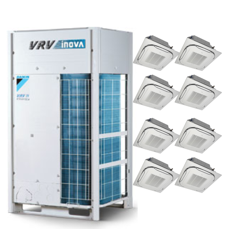 VRV 8 HP DAIKIN Q/F (8 x Cassete 4 vias Round Flow 9.000 BTUs) 220V ...