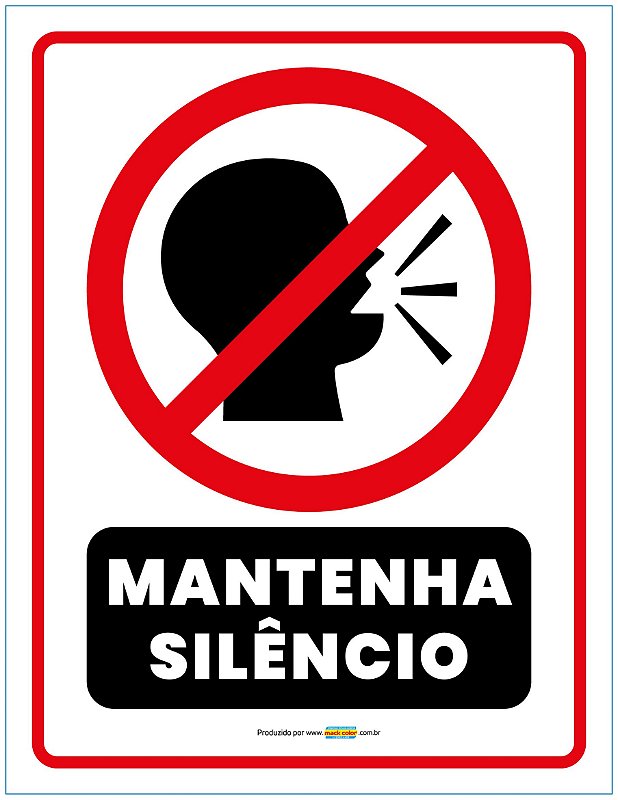 Adesivo de sinalização "MANTENHA SILÊNCIO" 19,5cm x 15cm - Mack Color ...