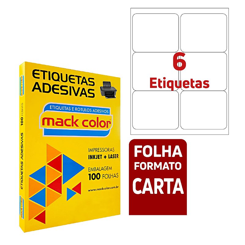Etiqueta CARTA 6184 inkjet/laser 101,6x84,7mm - 100 folhas - Mack Color ...