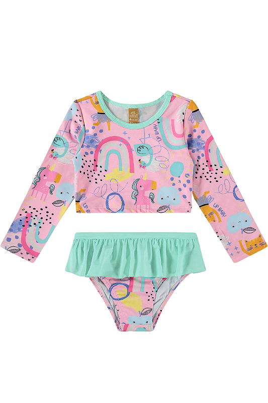 Biquini Infantil Com Proteção Solar Up Baby 1 2 3 - Hola Kids Moda Bebê ...