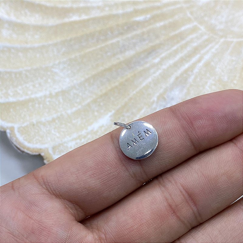 Pingente Medalha Amém em Prata - Pratas da Dani - Pratas de Lei e Acessórios