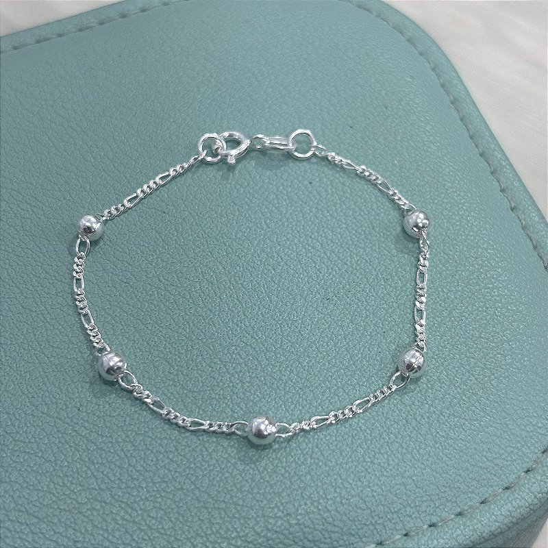 Pulseira Bolinhas Infantil Prata 925 - Pratas da Dani - Pratas de Lei e ...