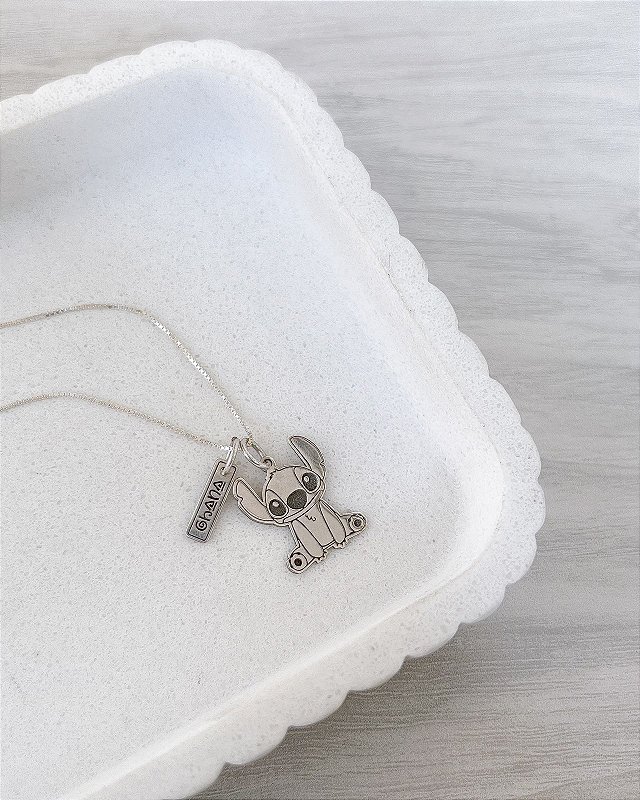 Colar Stitch em Prata - Pratas da Dani - Pratas de Lei e Acessórios