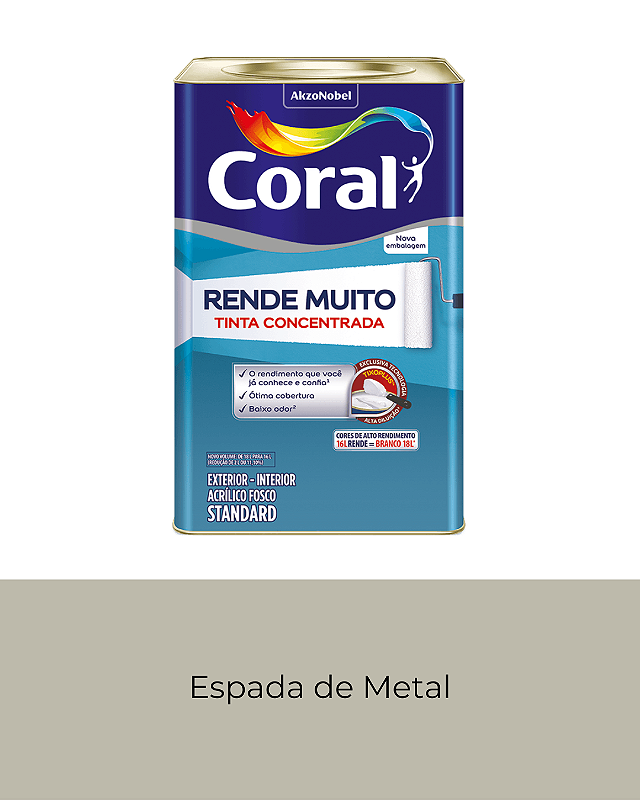 Tinta Acrílica Fosco Rende Muito Standard Coral Espada de Metal ...