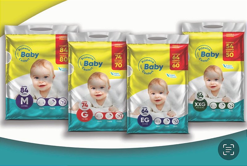 Fralda Infantil Primeiro Baby Confort XG com 64 unidades - Casa das Fraldas