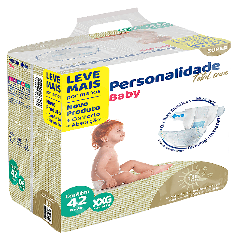 Fralda Infantil Personalidade Total Care XXG com 42 unidades - Casa das ...