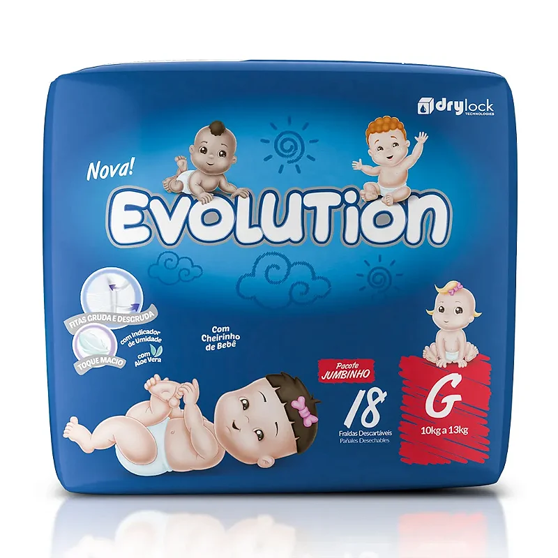 Fralda Infantil Evolution G com 18 unidades - Casa das Fraldas