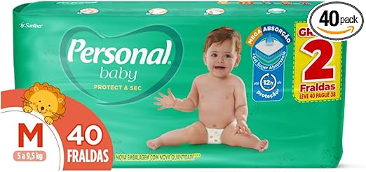 Fralda Infantil Personal baby M com 40 unidades - Casa das Fraldas