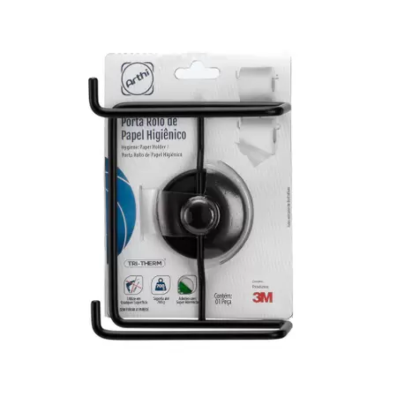 PORTA PAPEL HIGIÊNICO DUPLO DUPLA FACE 3M BLACK - Guaxucabos