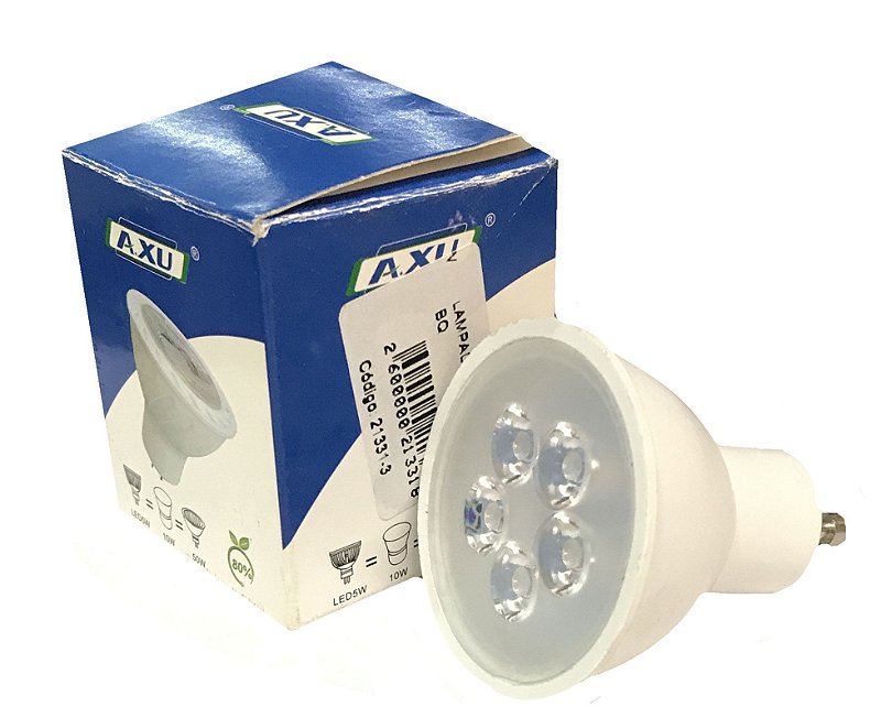 LÂMPADA LED GU 10 5W BRANCO QUENTE 2700K AXU - Guaxucabos