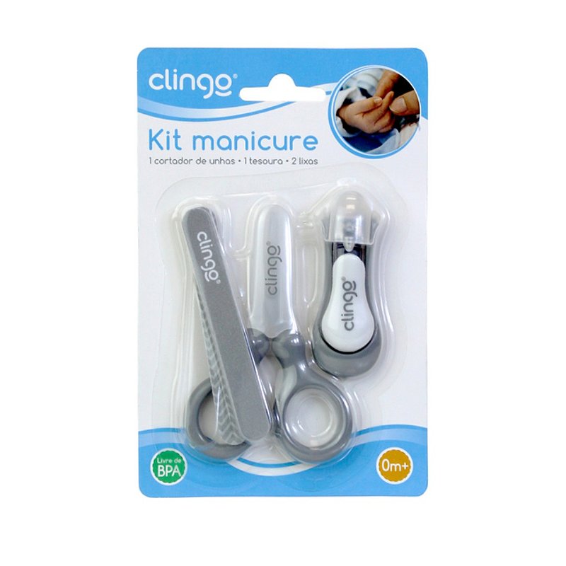 Kit Manicure Infantil Cinza - Clingo - Baby Buys Brasil