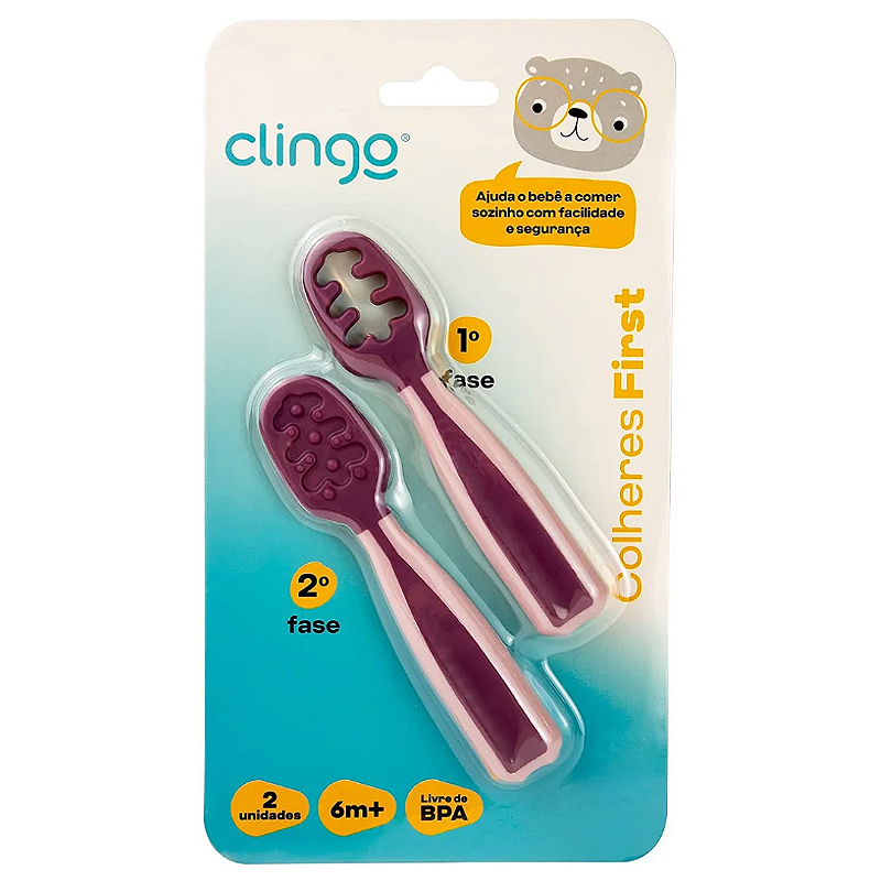 Kit de Colheres De Treinamento Infantil Colors Rose - Clingo - Baby ...
