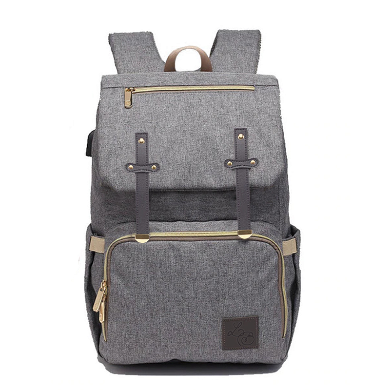 Mochila de Maternidade Ayane Cinza - Laço Bebê - Baby Buys Brasil