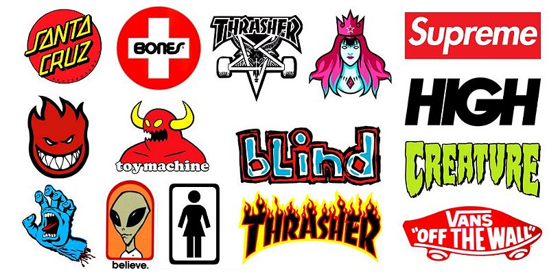 Cartela de adesivos Custom *Skate Brands* (Destacáveis)(Miniatura ...