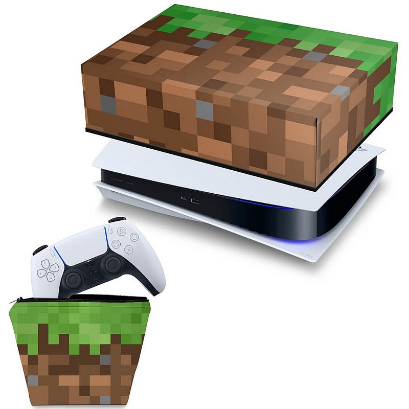KIT PS5 Capa e Case Controle - Minecraft - Pop Arte Skins Atacado