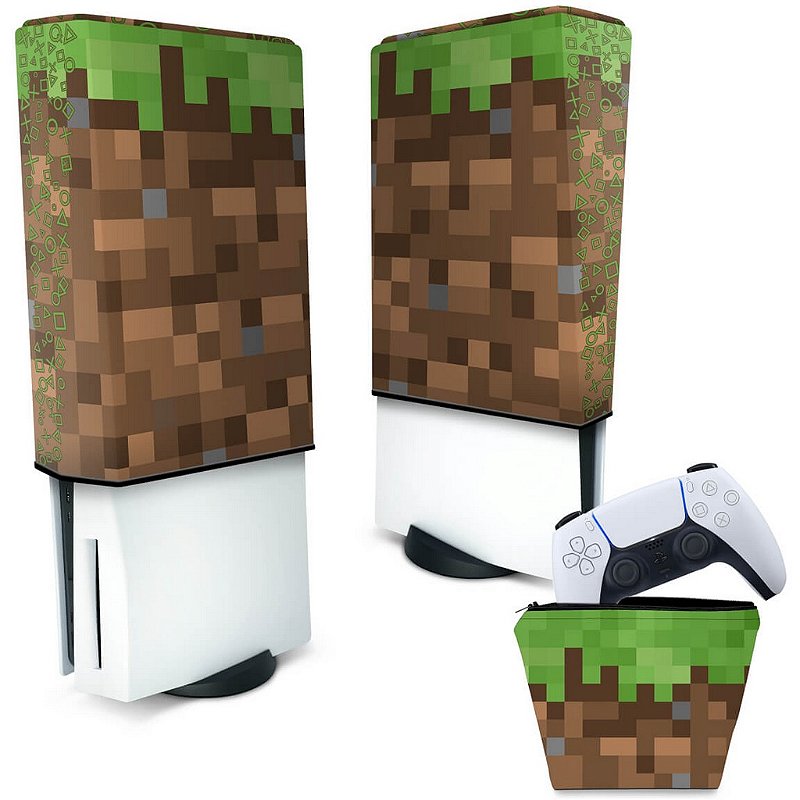 KIT Capa PS5 e Case Controle - Minecraft - Pop Arte Skins Atacado
