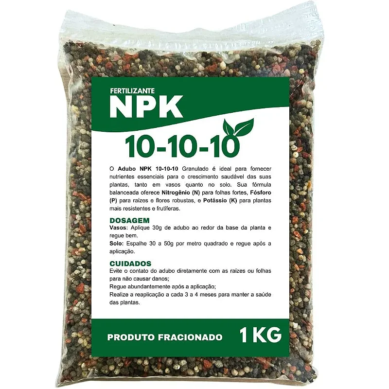 Adubo NPK 10-10-10 Granulado Fracionado 1kg para Flores e Plantas - Verde Garden - Tudo para seu ...